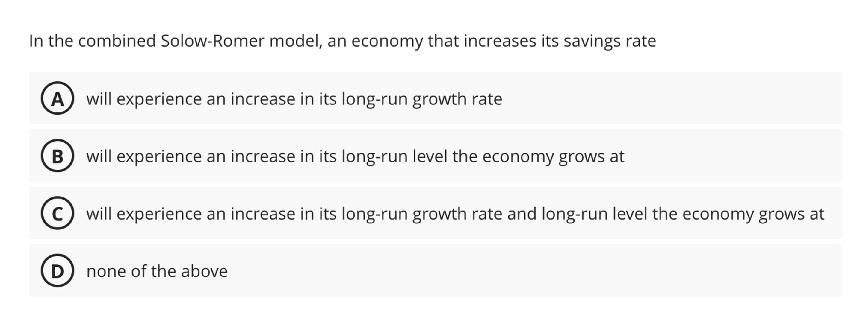 Solved In the combined Solow-Romer model, an economy that | Chegg.com
