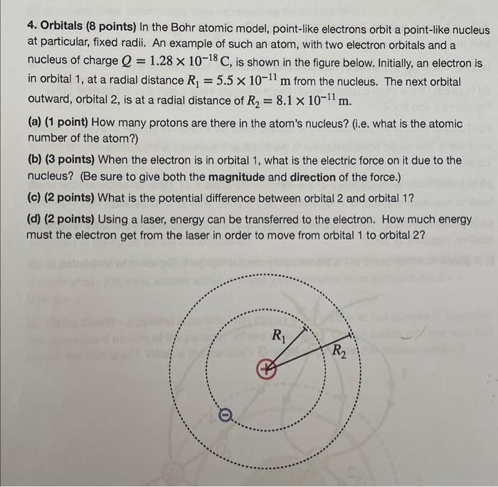Solved 4. Orbitals ( 8 points) In the Bohr atomic model, | Chegg.com