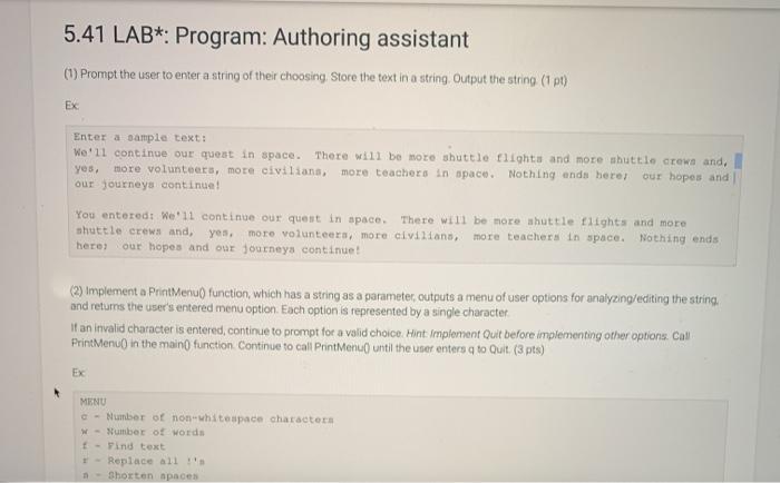 Solved 541 Lab Program Authoring Assistant Prompt The 