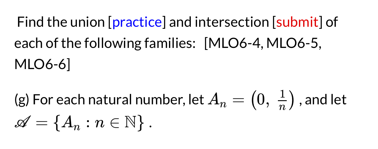 Solved Find the union [practice] ﻿and intersection [submit] | Chegg.com