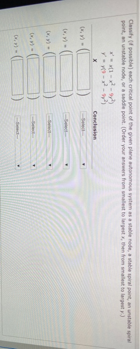 Solved Classify (if possible) each critical point of the | Chegg.com