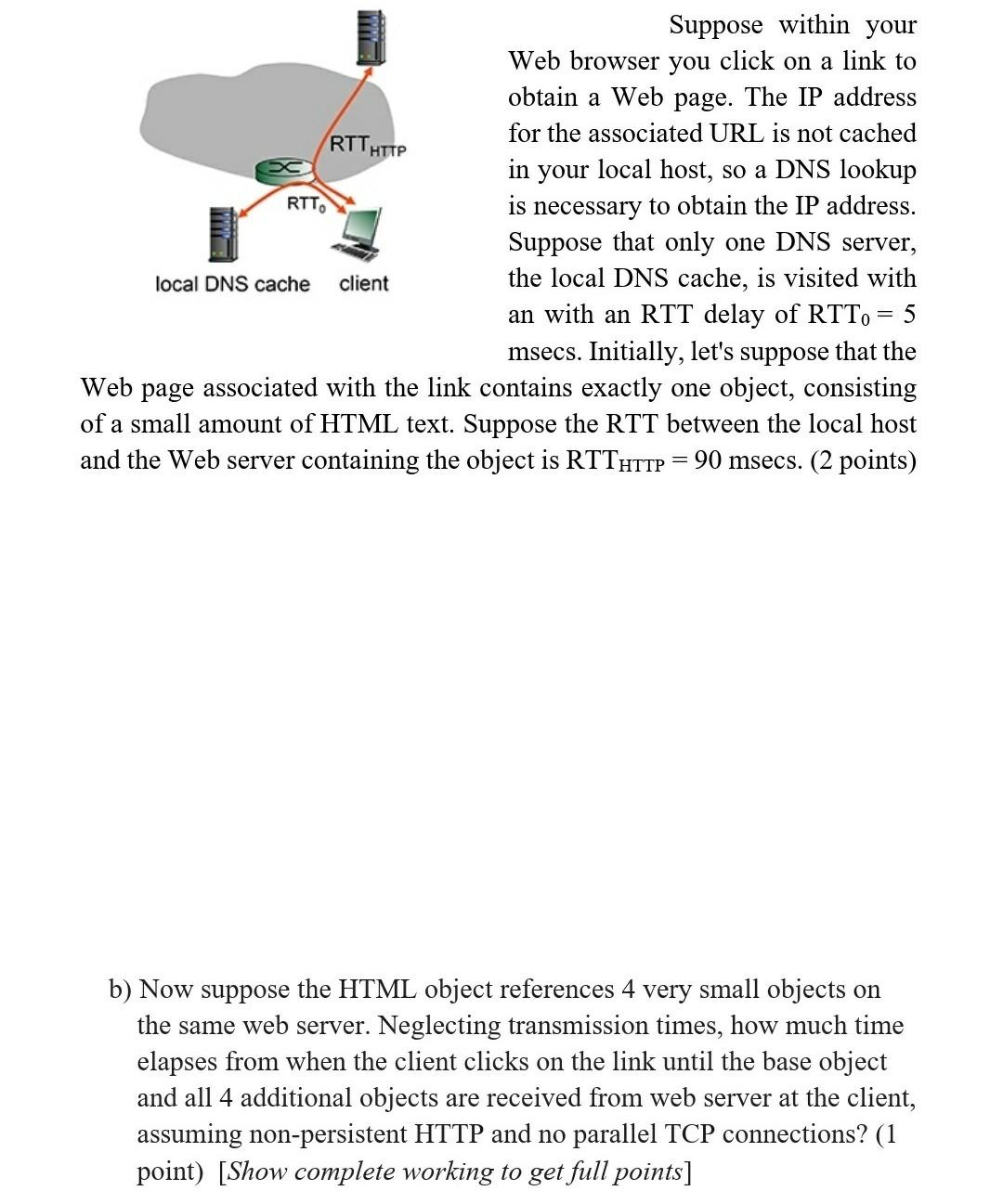 Solved RTT HTTP Suppose within your Web browser you click on | Chegg.com
