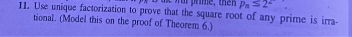Solved 11. Use unique factorization to prove that the square | Chegg.com