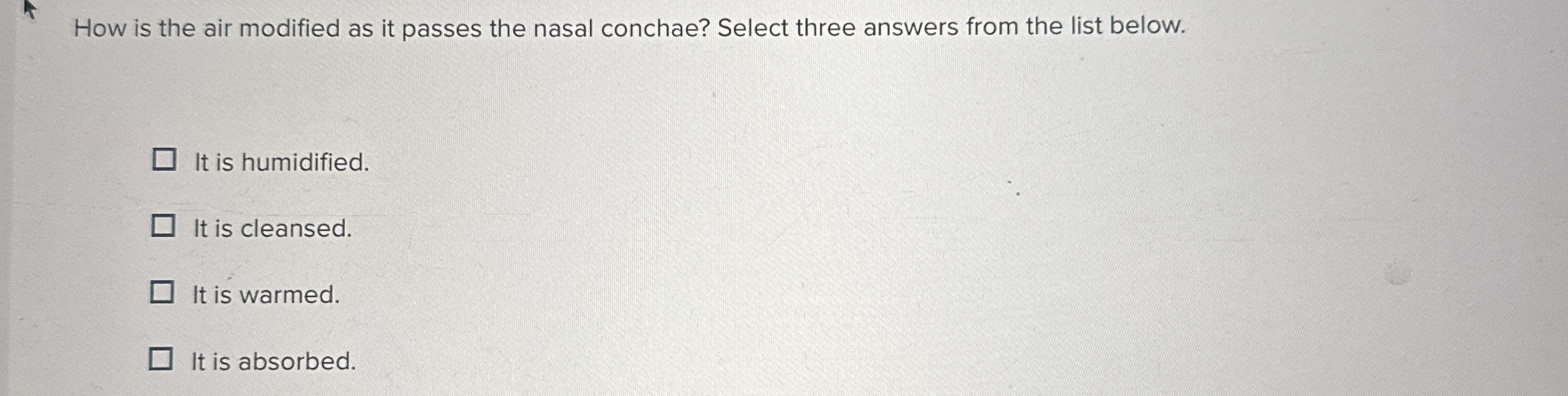 Solved How is the air modified as it passes the nasal | Chegg.com