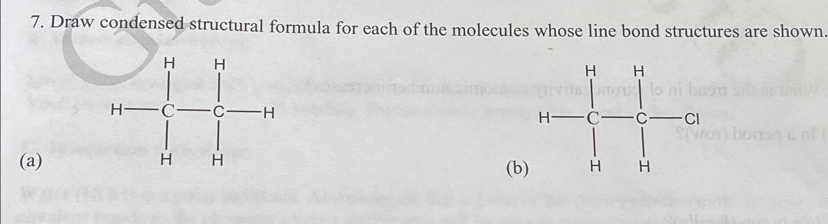 Solved Draw condensed structural formula for each of the | Chegg.com