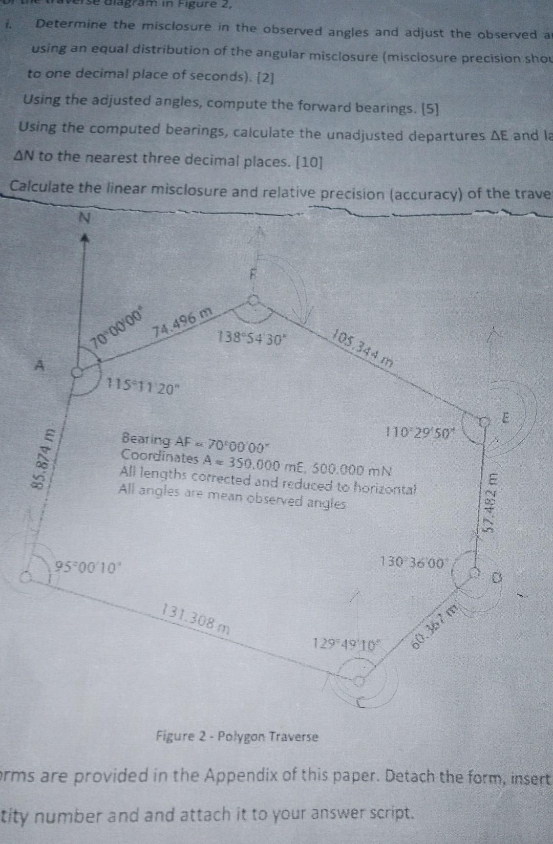 I Determine The Misclosure In The Observed Angles