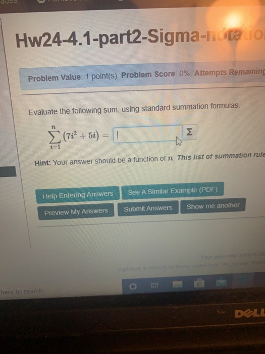 Solved Hw24-4.1-part2-Sigma-nota. Problem Value: 1 point(s). | Chegg.com