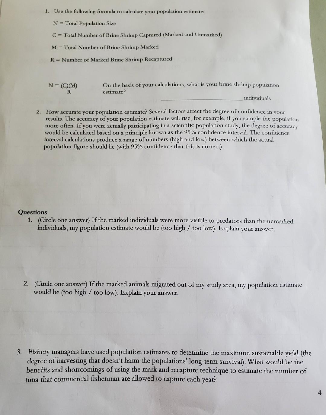 The Mark And Recapture Technique For Estimating