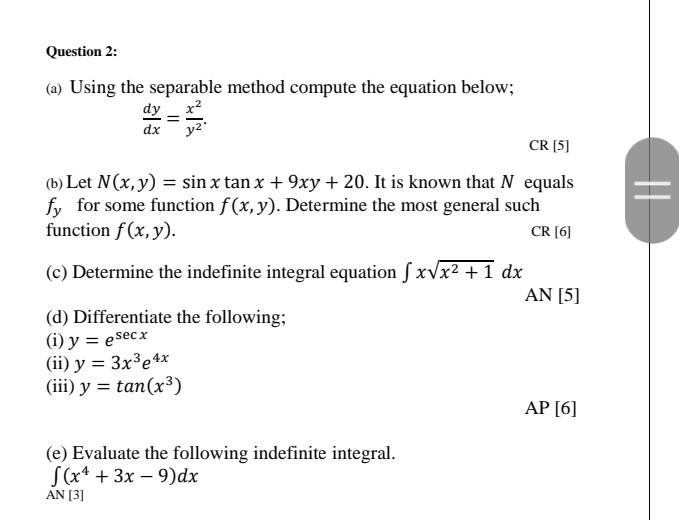 Solved (a) Using the separable method compute the equation | Chegg.com