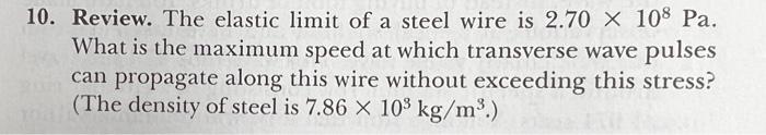 Solved 0. Review. The elastic limit of a steel wire is | Chegg.com