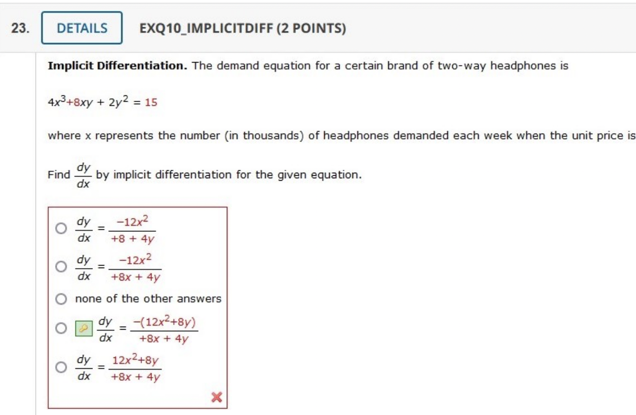 Solved EXQ10_IMPLICITDIFF (2 ﻿POINTS)Implicit | Chegg.com