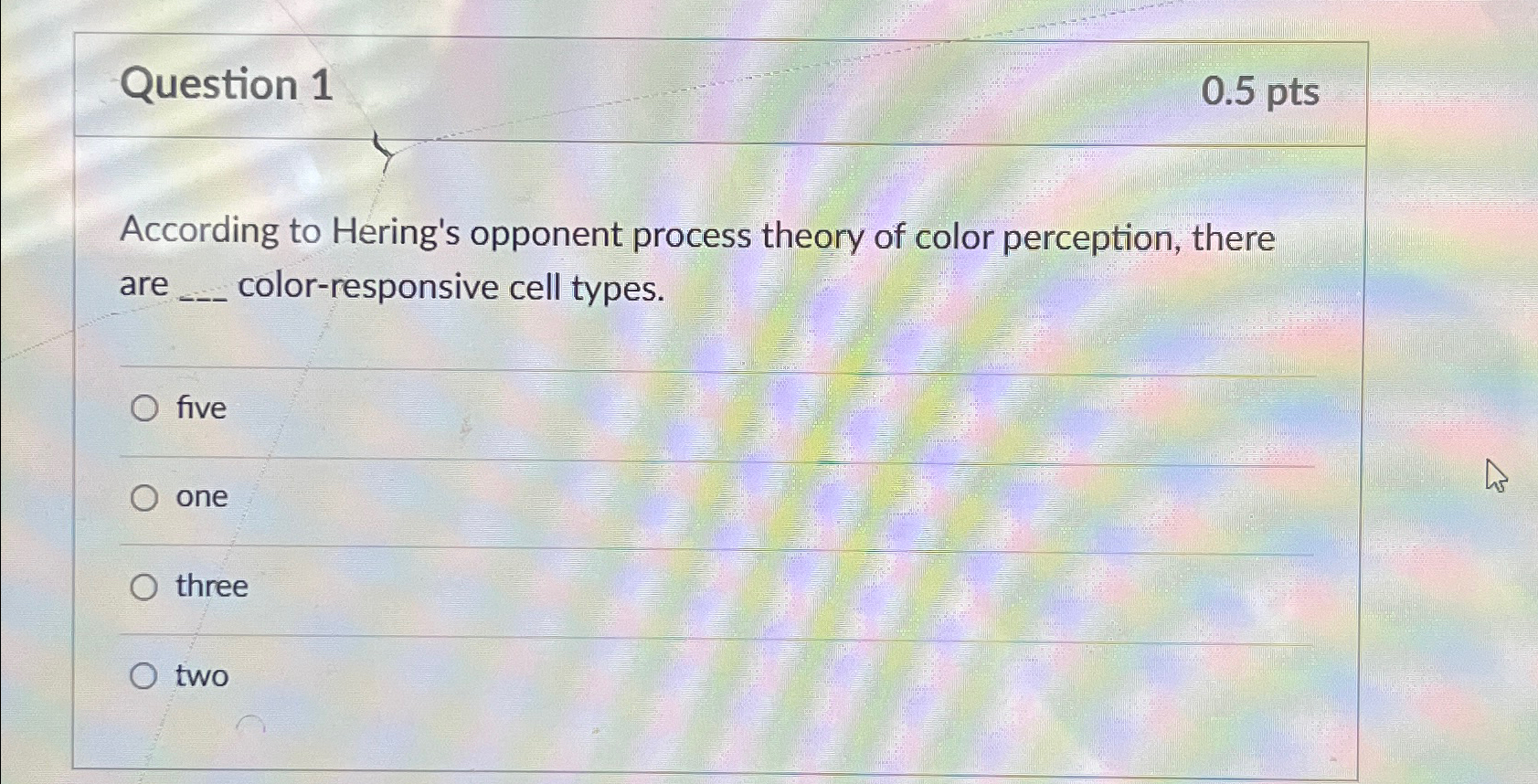 Solved Question 10.5ptsAccording to Hering's opponent | Chegg.com