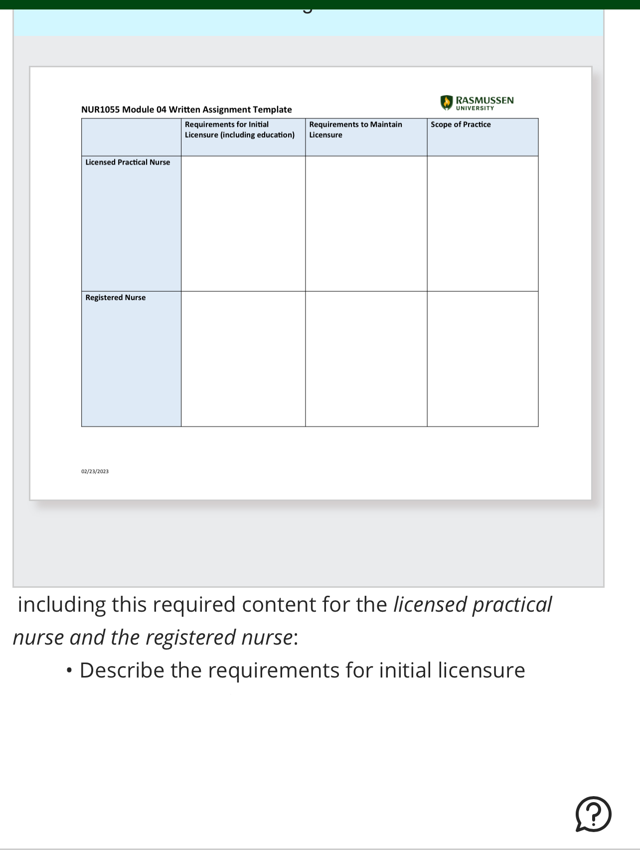 Solved Locate the guidelines for scope of practice, | Chegg.com