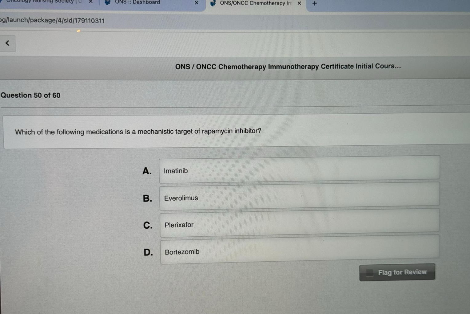 Solved ONS:: DashboardONS/ONCC Chemotherapy | Chegg.com