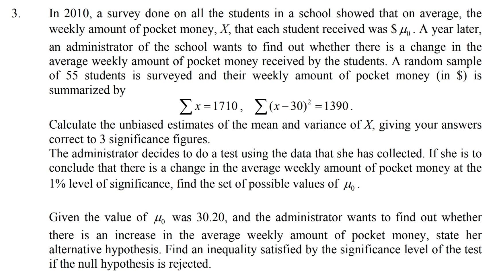 Solved In 2010, ﻿a survey done on all the students in a | Chegg.com