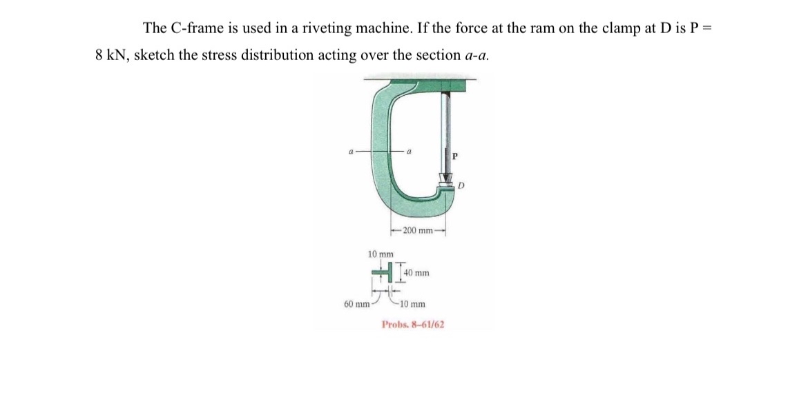 Solved The C-frame is used in a riveting machine. If the | Chegg.com