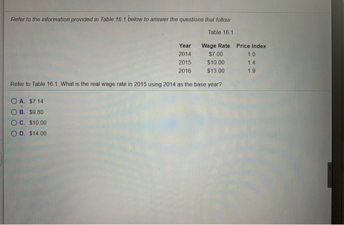 Solved Refer to the information provided in Table 16.1 below | Chegg.com