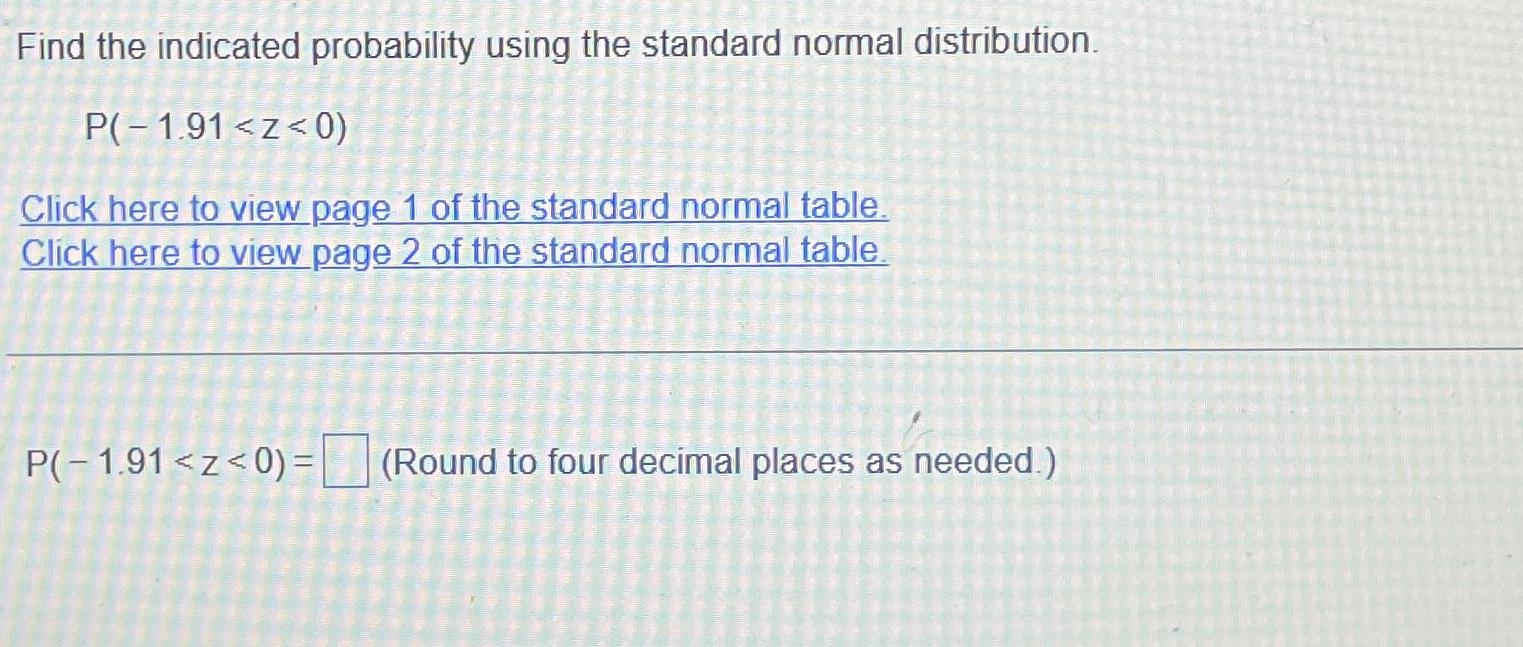 Solved Find the indicated probability using the standard | Chegg.com