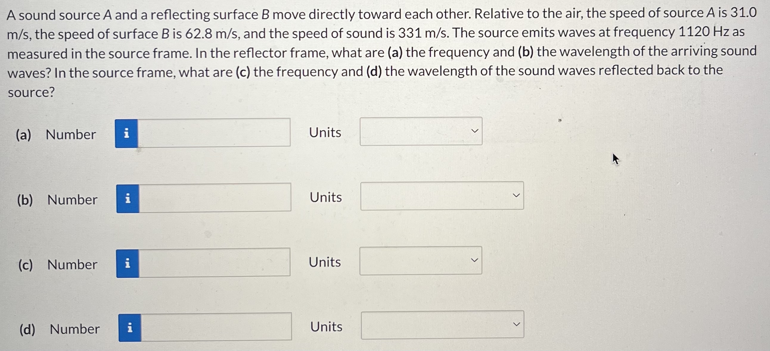 A sound source A and a reflecting surface B ﻿move | Chegg.com