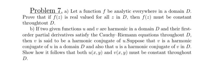 Solved Problem 7. a) Let a function f be analytic everywhere | Chegg.com