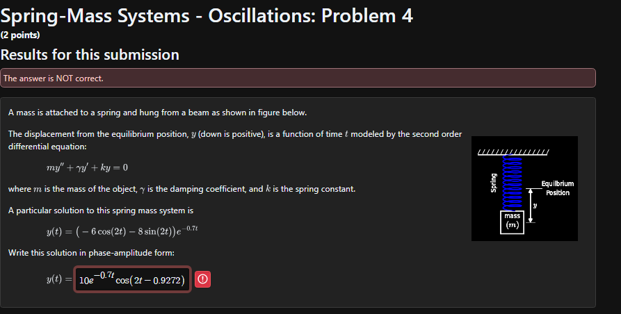 Solved Spring-Mass Systems - ﻿Oscillations: Problem 4 (2 | Chegg.com