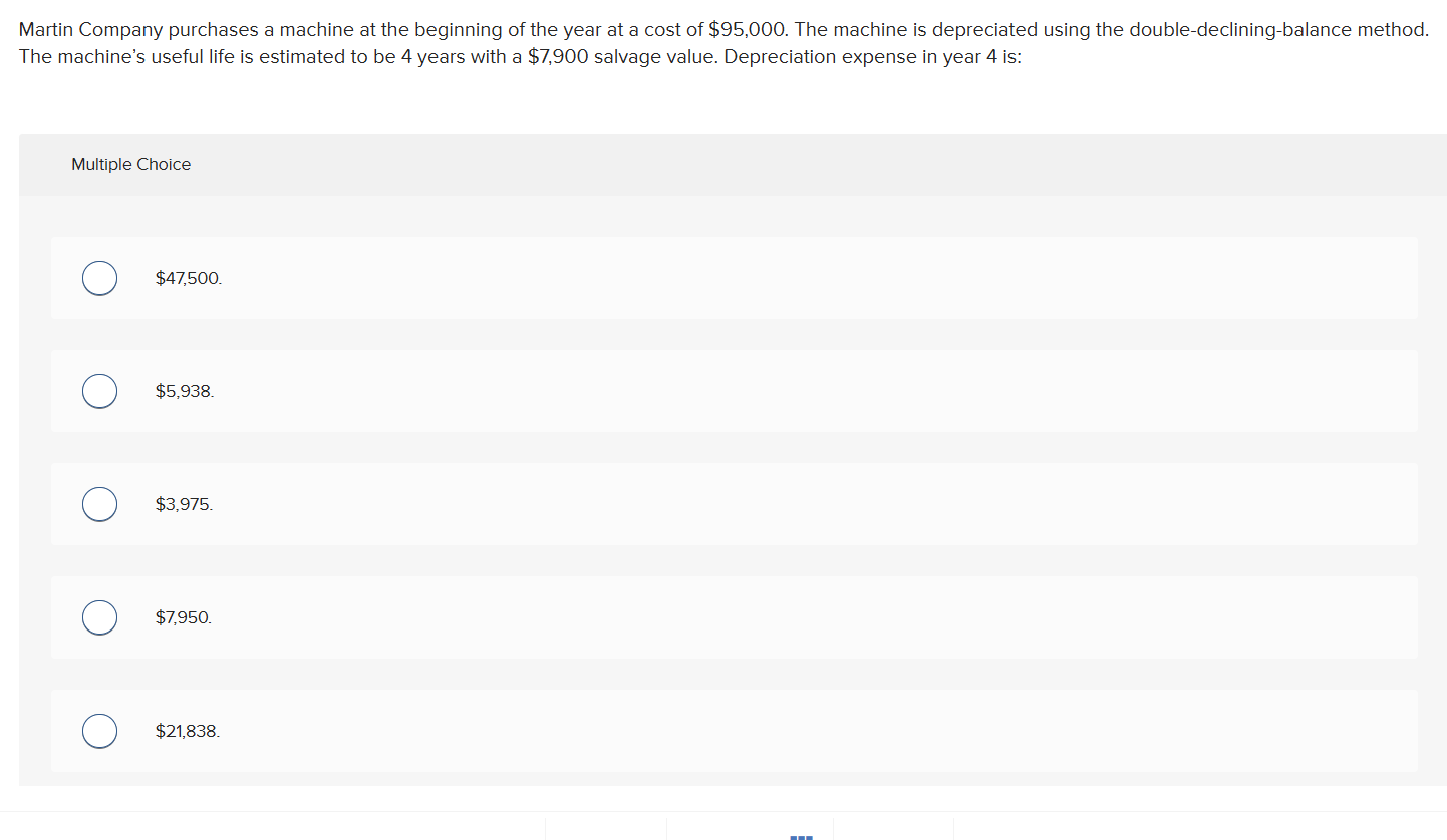 Solved Martin Company purchases a machine at the beginning | Chegg.com