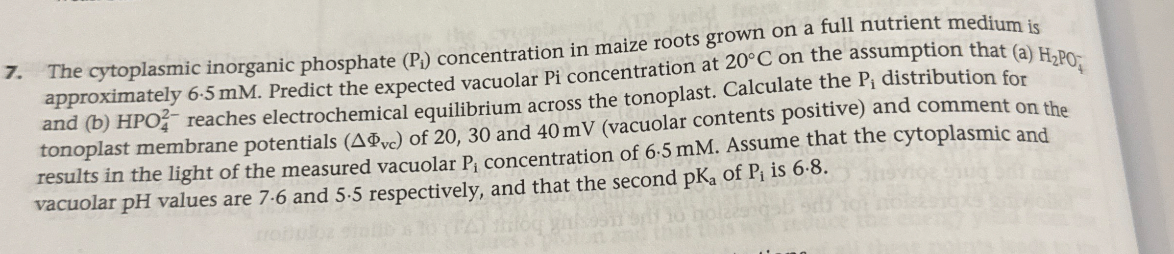 Solved The cytoplasmic inorganic phosphate (Pi) | Chegg.com
