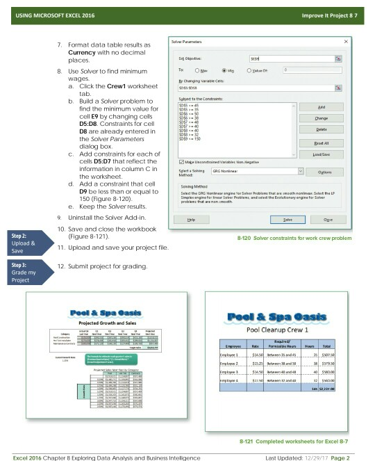 USING MICROSOFT EXCEL 2016 Improve It Project 8 7 | Chegg.com