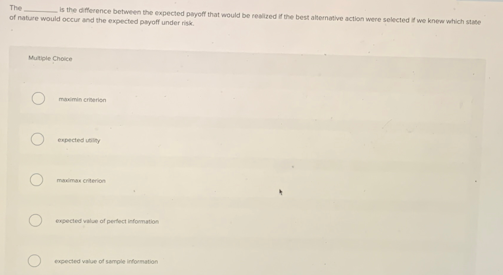 Solved The is the difference between the expected payoff | Chegg.com