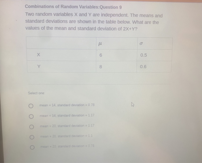 Solved Combinations of Random Variables:Question 9 Two | Chegg.com