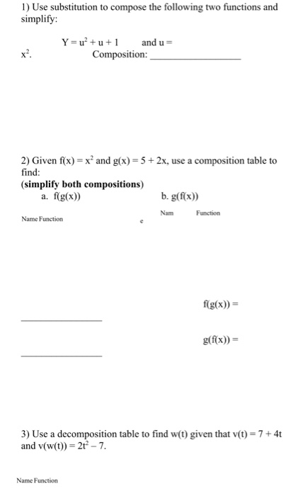 Solved 1) Use substitution to compose the following two | Chegg.com