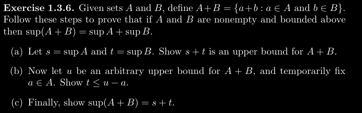 Solved Exercise 1.3.6. ﻿Given sets A and B, ﻿define and | Chegg.com