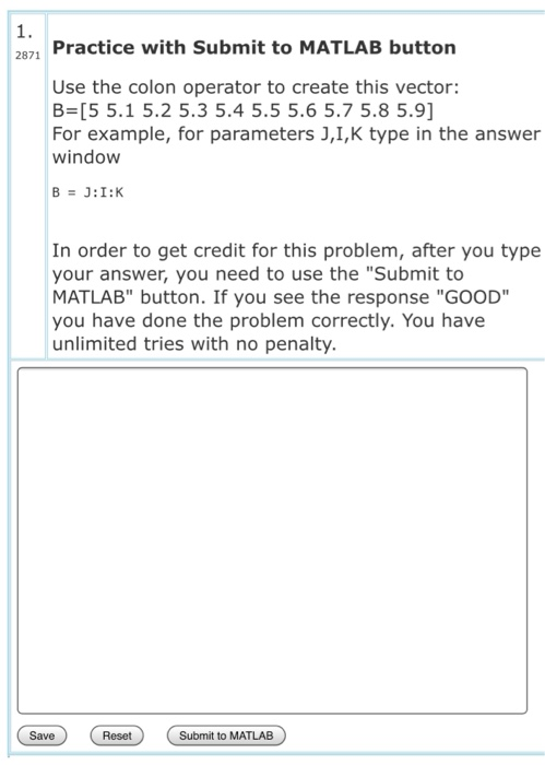 Solved 2871 Practice with Submit to MATLAB button Use the | Chegg.com