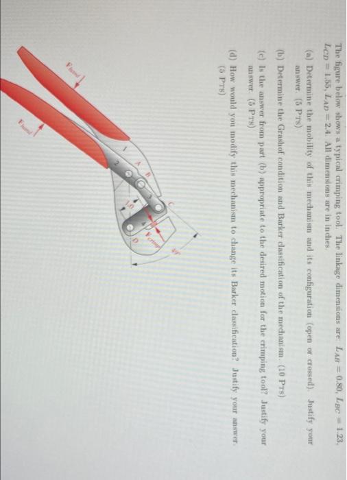 Solved The figure below shows a typical crimping tool. The | Chegg.com