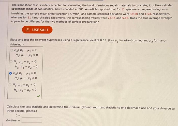 Solved The slant shear test is widely accepted for | Chegg.com