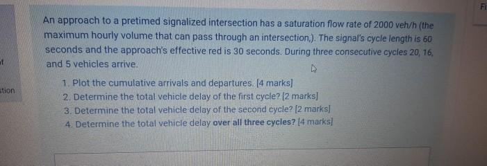 Solved An approach to a pretimed signalized intersection has | Chegg.com