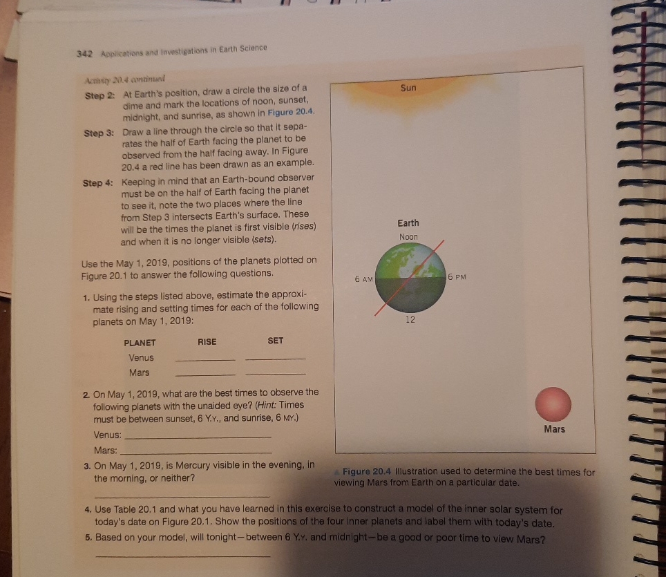 Solved 342 ﻿Appications and Investigations in Earth | Chegg.com