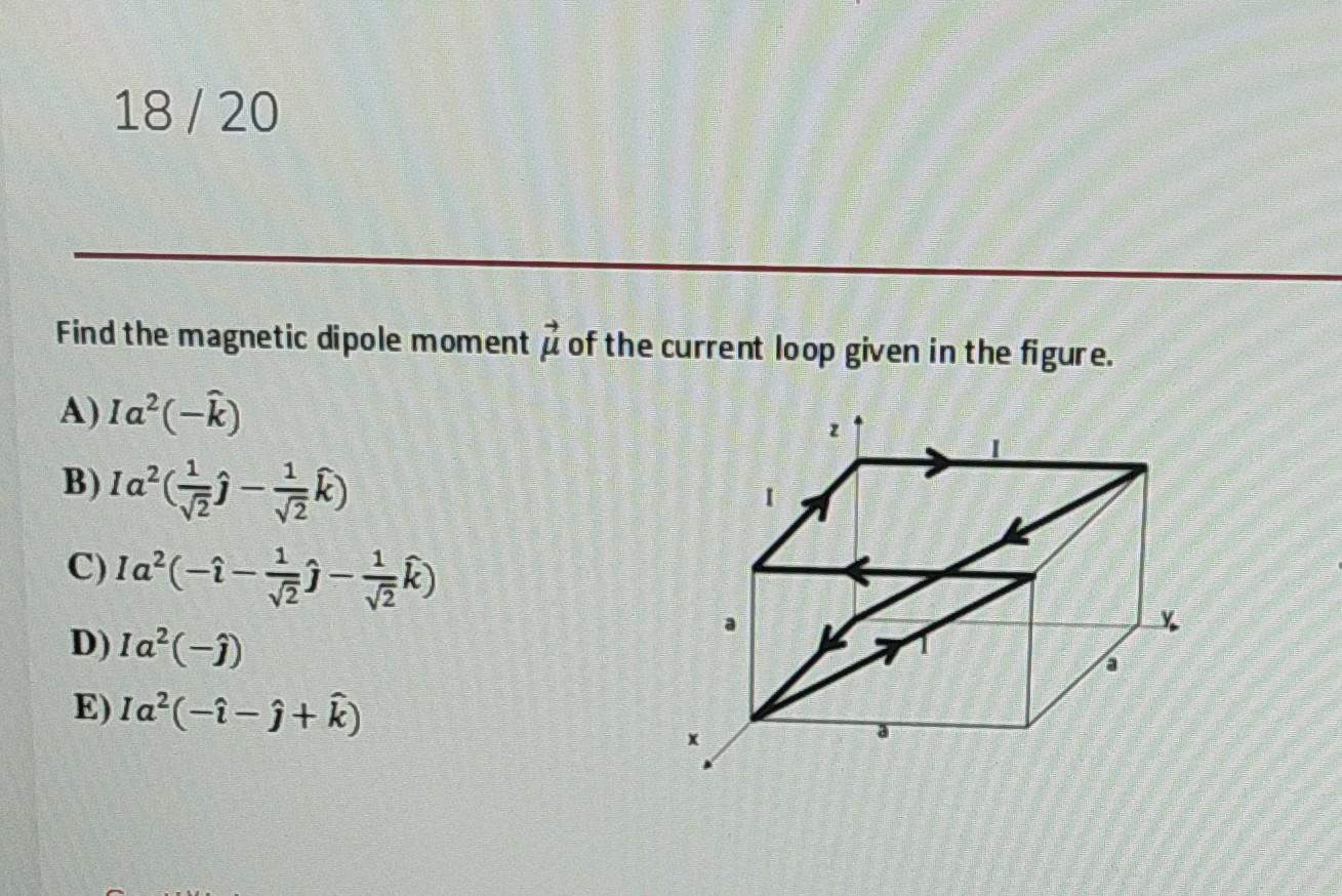 Solved Find the magnetic dipole moment μ of the current loop | Chegg.com