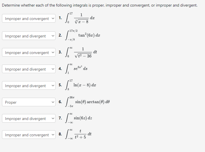 Solved Determine whether each of the following integrals is | Chegg.com