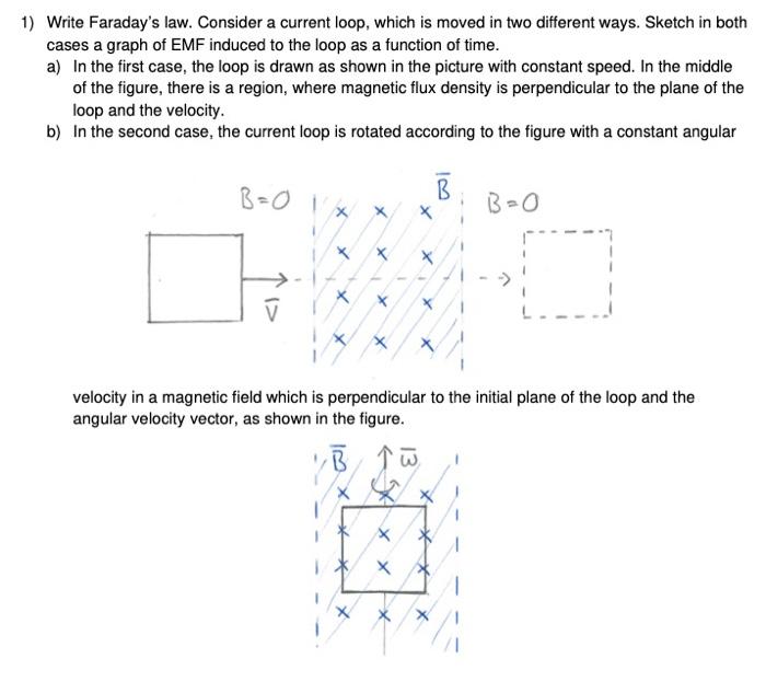 Solved 1) Write Faraday's law. Consider a current loop, | Chegg.com