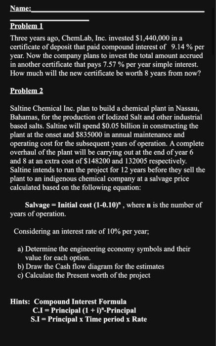 Solved Please make use of the formulas and an equivalence | Chegg.com
