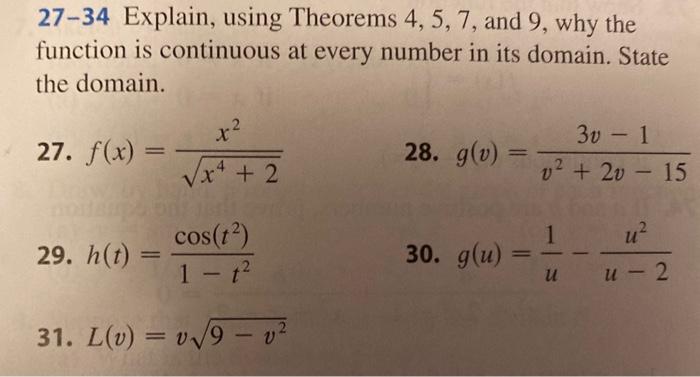 Solved Explain Using Theorems 4 5 7 And 9 Why The Function