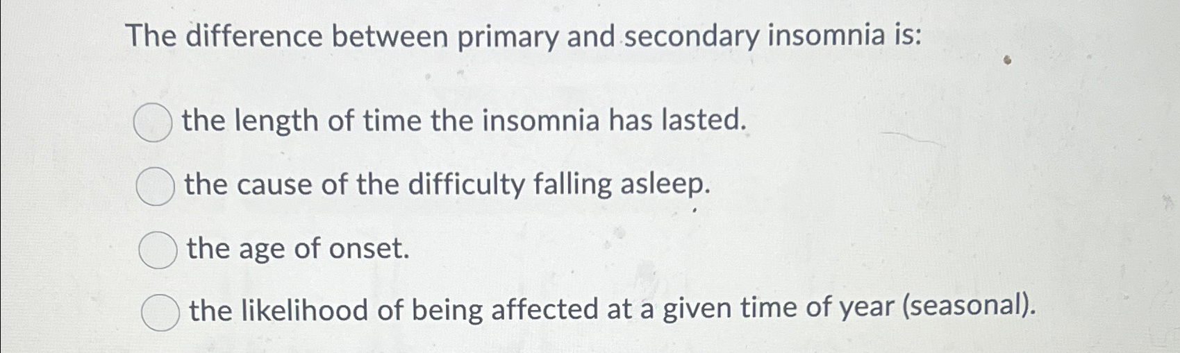 The difference between primary and secondary insomnia | Chegg.com