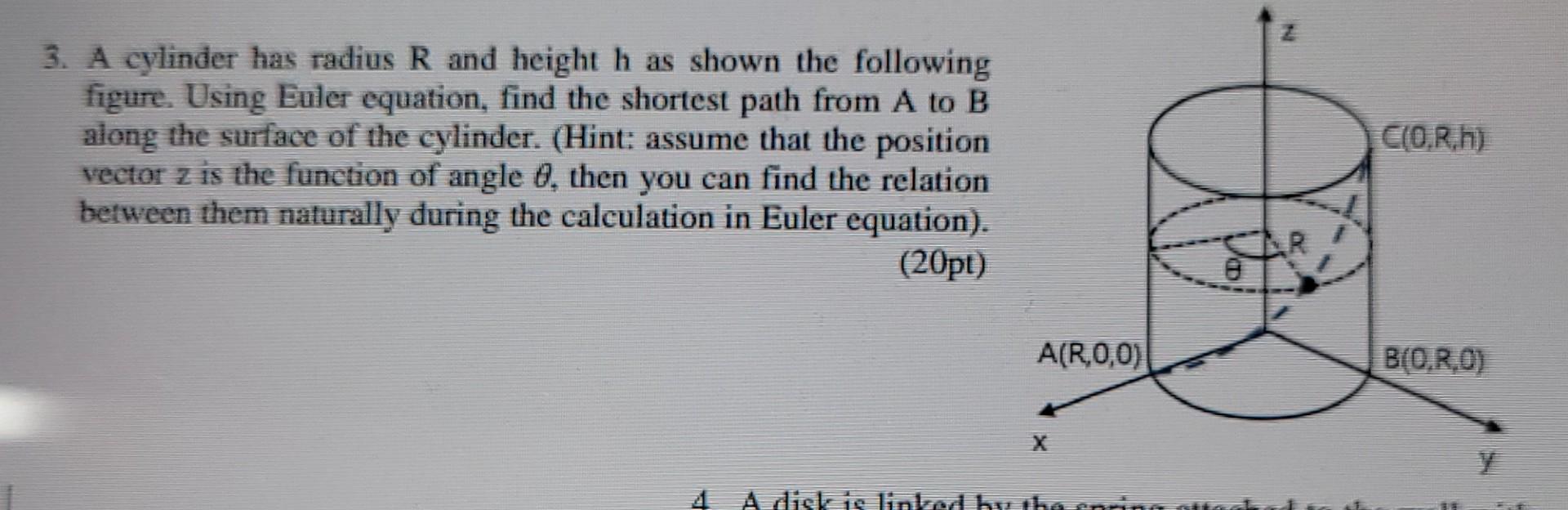Solved N CO.R.h) 3. A cylinder has radius R and height h as | Chegg.com