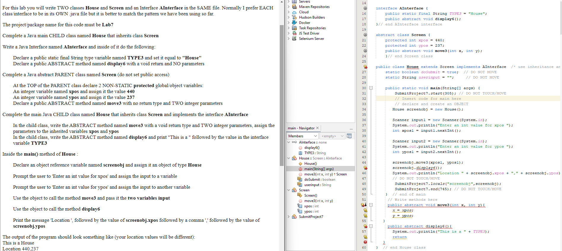 Solved How do I correct the abstract method error in this | Chegg.com