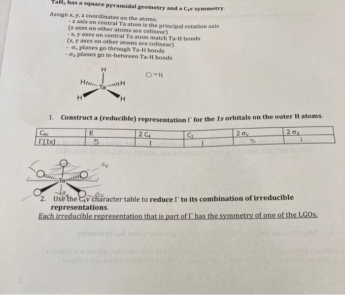 Solved 2. Use the C4v character table to reduce to its | Chegg.com