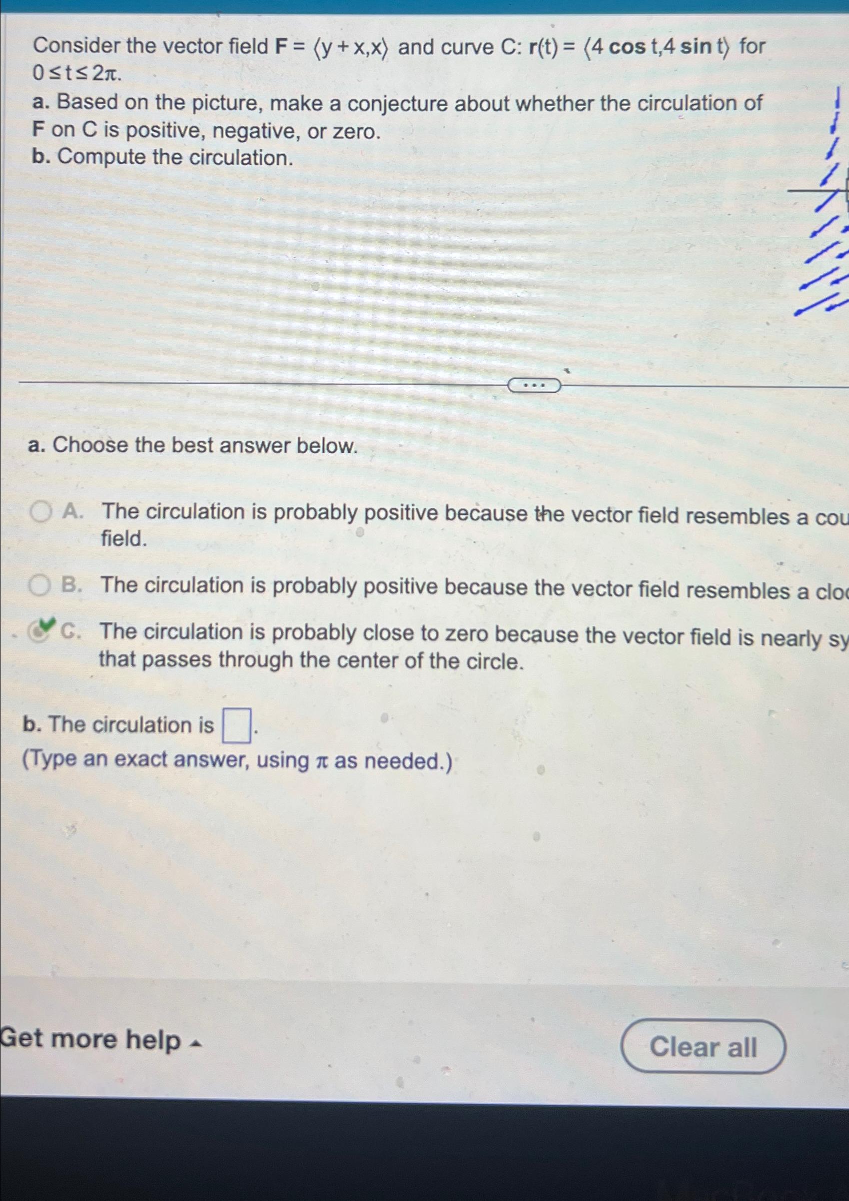 Consider the vector field F=(:y+x,x:) ﻿and curve | Chegg.com