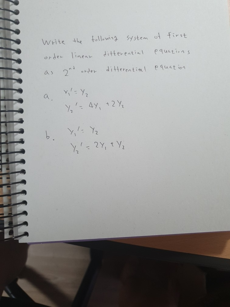 Solved Write the following system of first order linear | Chegg.com