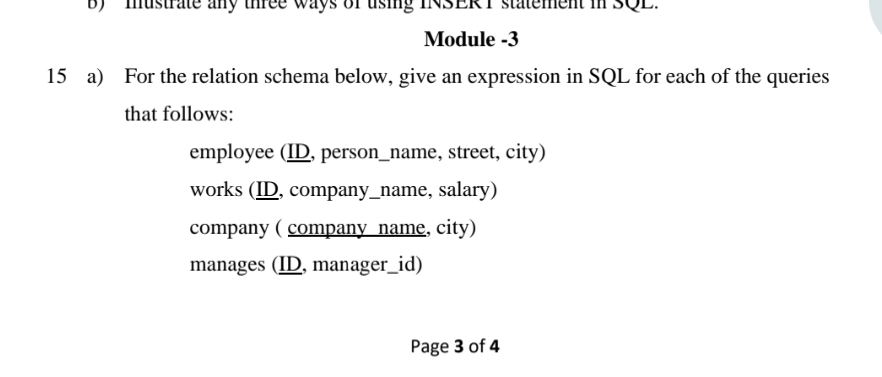 Solved Module -315 ﻿a) ﻿For the relation schema below, give | Chegg.com
