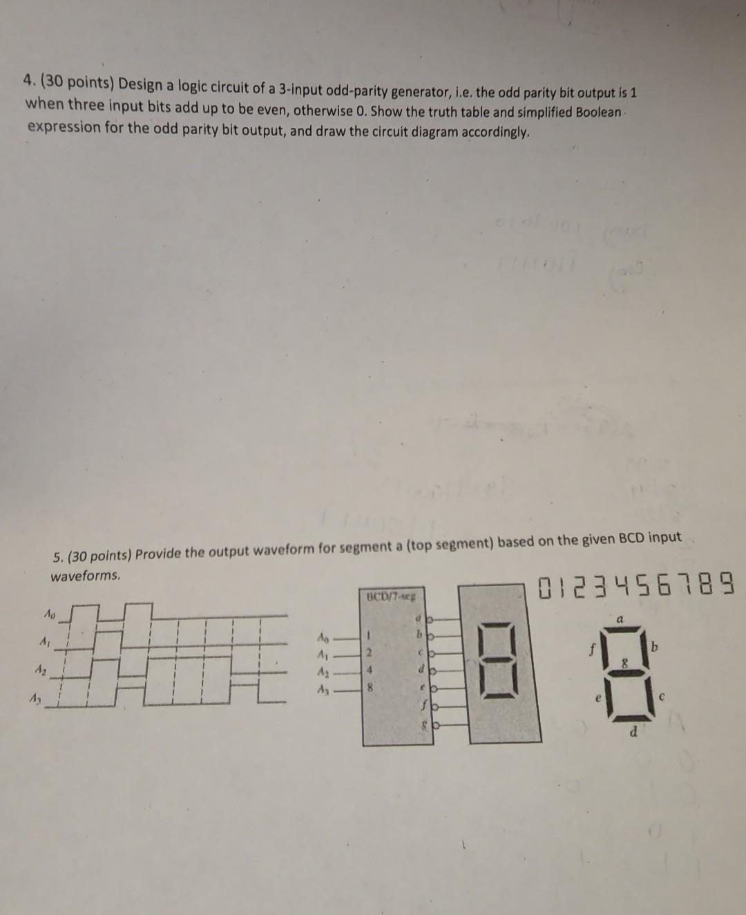 Solved 4. (30 points) Design a logic circuit of a 3-input | Chegg.com